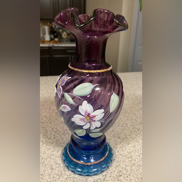 Fenton | Accents | Fenton Art Glass Mulberry Vase Bill Fenton 5 Years ...